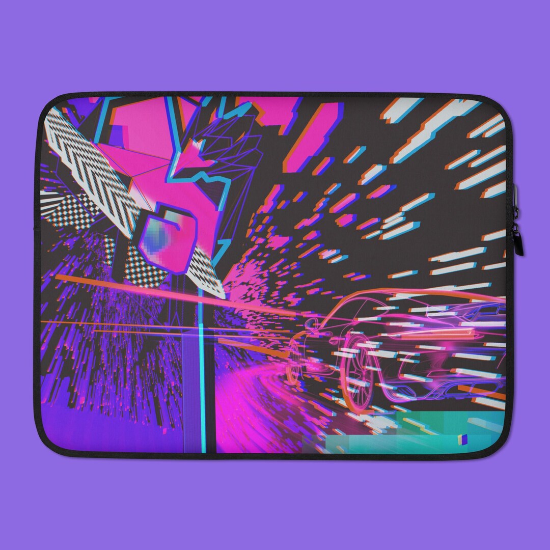 Car Racing Laptop Sleeve Gift Cyberpunk Laptop Cover 3D High Speed Car ...