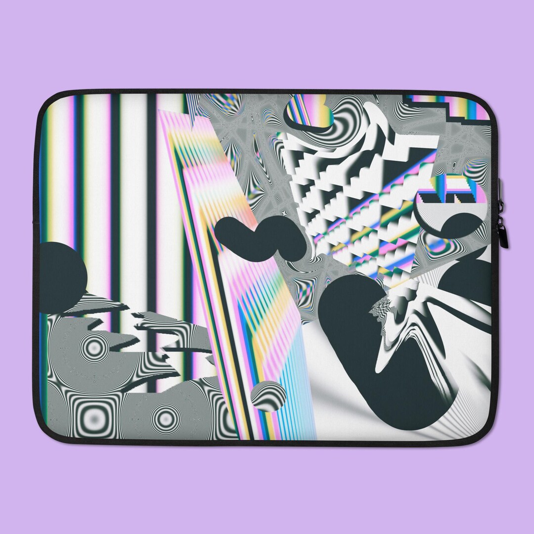 Trippy Geometric Art Laptop Sleeve Cool Office Gift Bold Retro Graphic ...