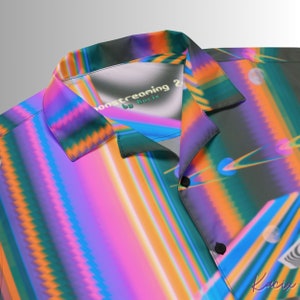 Futurism Art Button up Shirt Space Lover Gift Bold Cyber Techno Button ...
