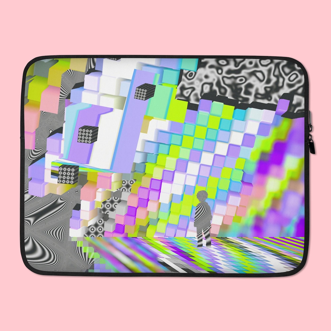 Retro Digital Art Laptop Cover Surreal 3D Illusion Laptop Sleeve Funky ...