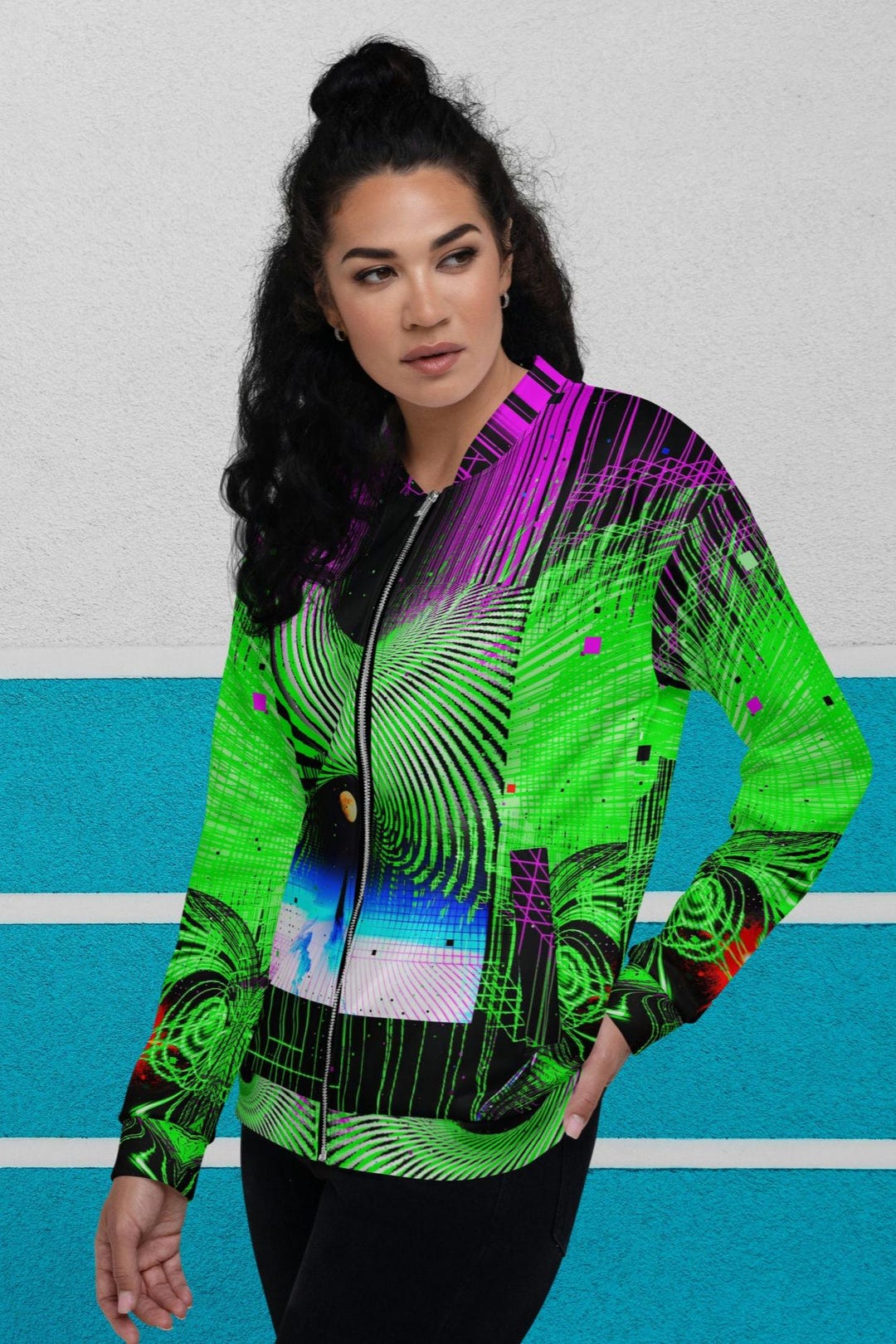 Cyberpunk Bomber Jacket Space All Over Print Techno Jacket for Men and ...