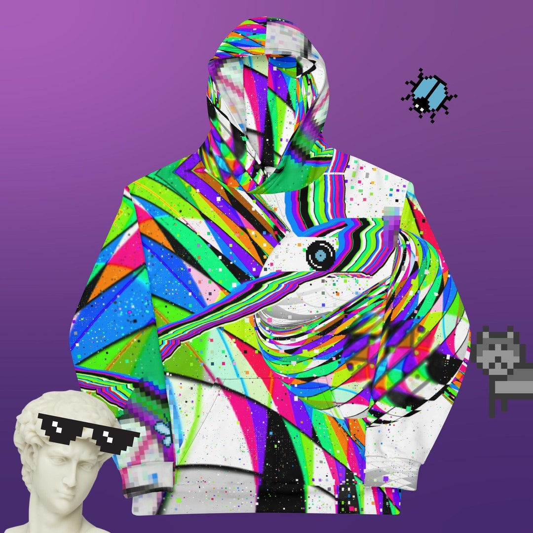 Trippy Gamer Pixel Art EDM Vaporwave Hoodie All Over Print, Sci Fi ...
