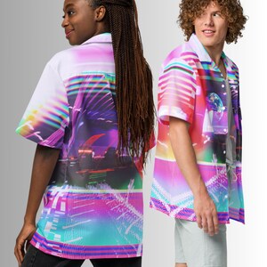 Synthwave Button Down Shirt Retro Futurism Techno Button up Shirt ...