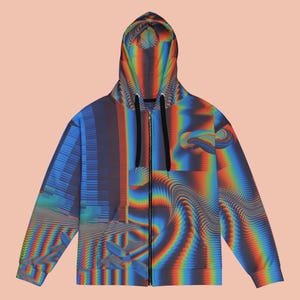 Holographic Illusion Full Zip up Hoodie Bold Workout Clothes Rave ...