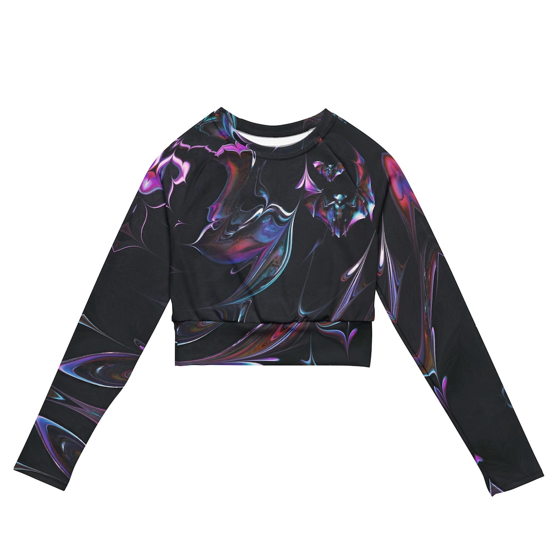 Liquid Marble Bats Crop Top, Cyberpunk Darkwave Shirt, Trippy Oil Slick ...