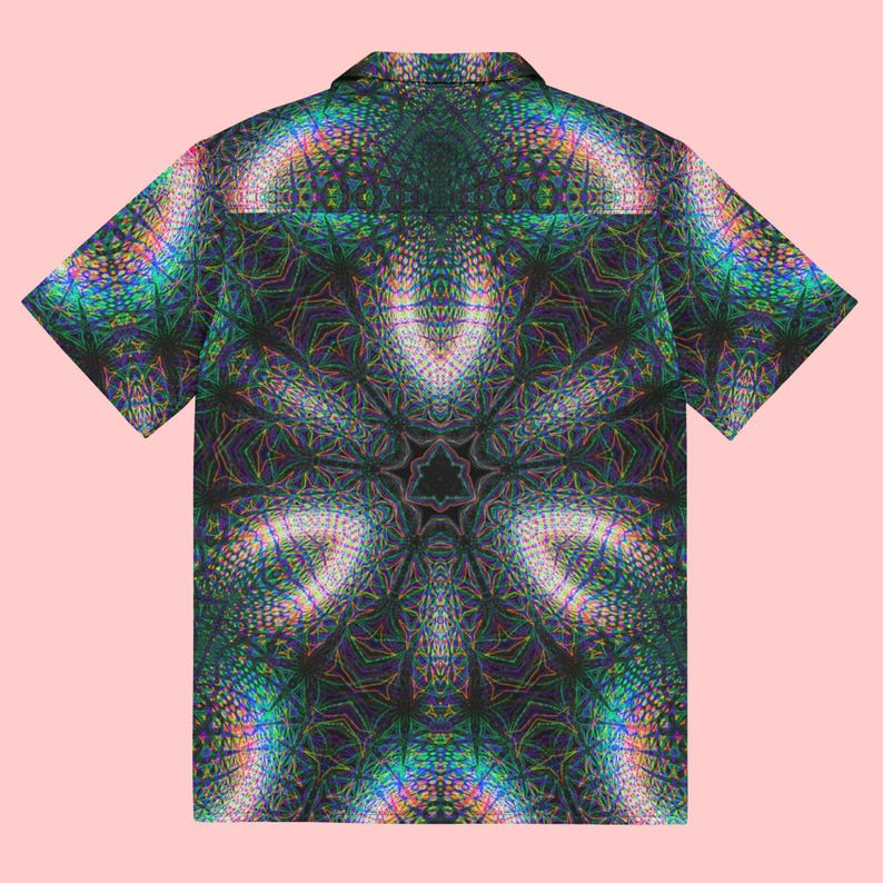 Trippy Sacred Geometry Shirt, Psychedelic Neon Button-up, Rave Festival ...