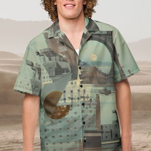 Dystopian Button up Shirt Techno Rave Button Down Shirt Techwear EDM ...