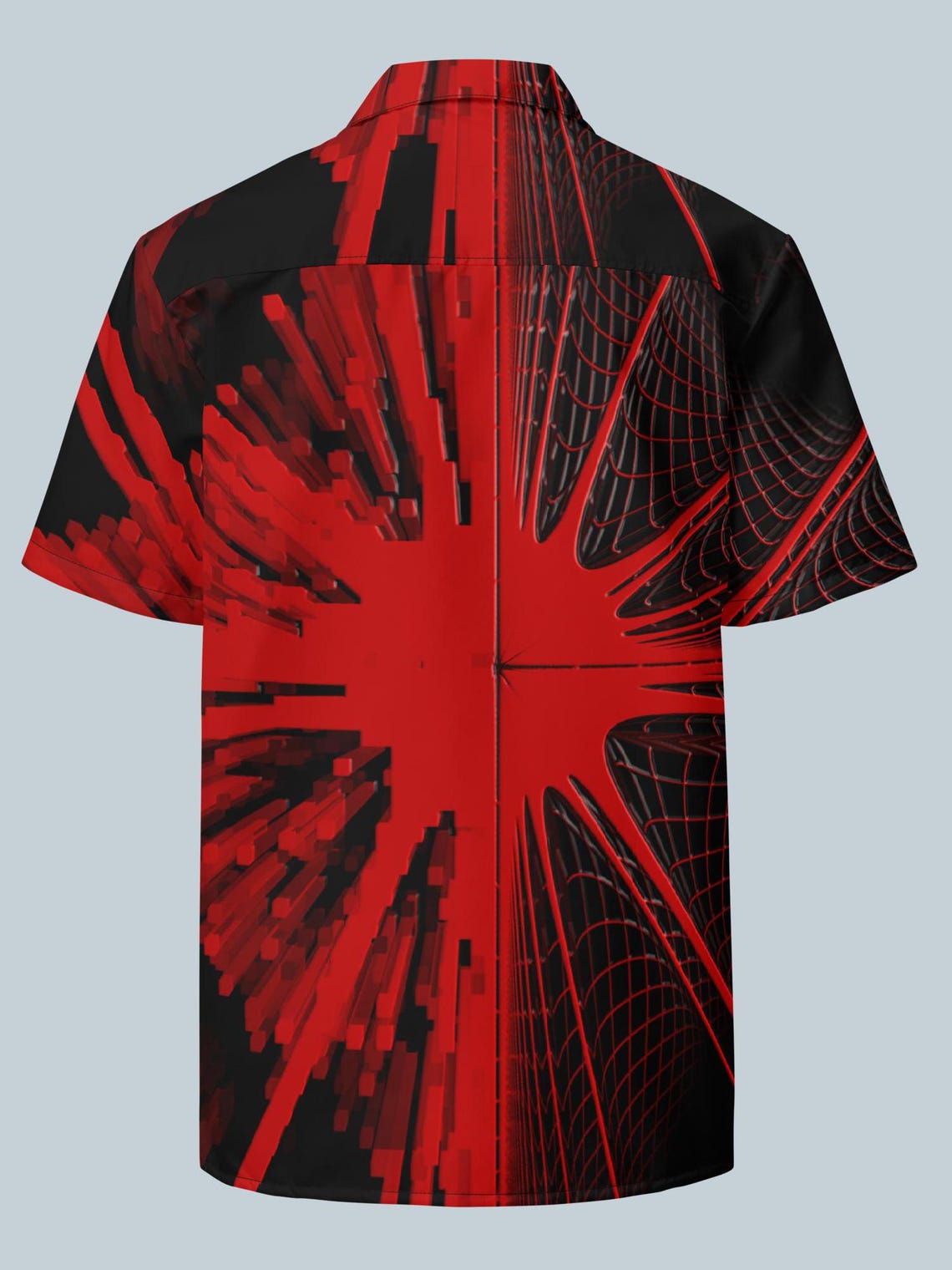 Red Cyberpunk Spiderweb Button up Shirt, Multiverse Techwear Hawaiian ...