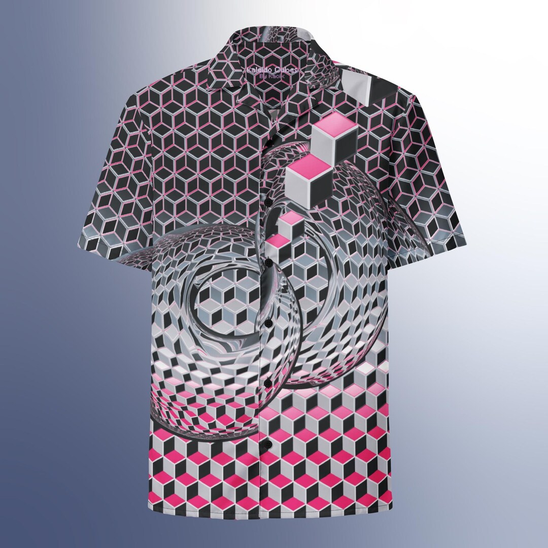 Bold Graphic Button Down Shirt Oversized Elegant Geometric Button up ...