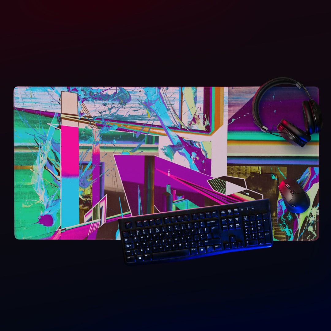Purple Gaming Mouse Pad, Cyberpunk Desk Mat, Desk Accessory - Etsy