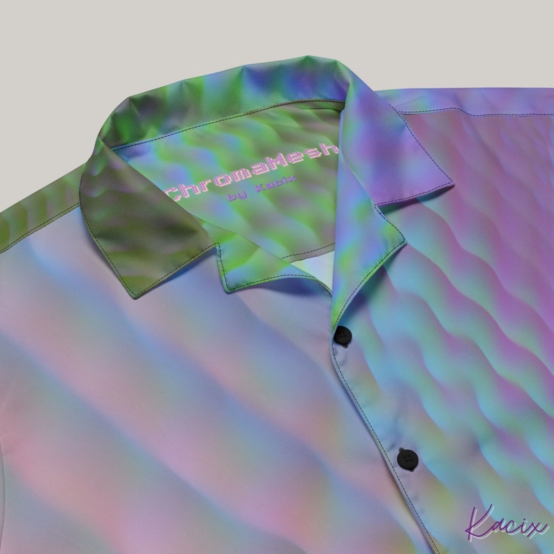 Wave Pattern Button Down Shirt Pastel Purple Hawaiian Shirt Gradient ...