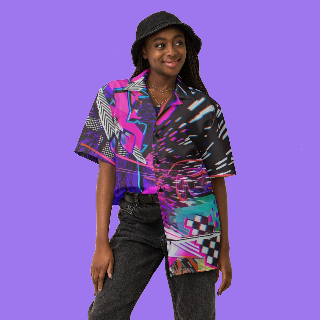 Vaporwave Hawaiian Shirt Retro Synthwave Button Down Shirt Music ...