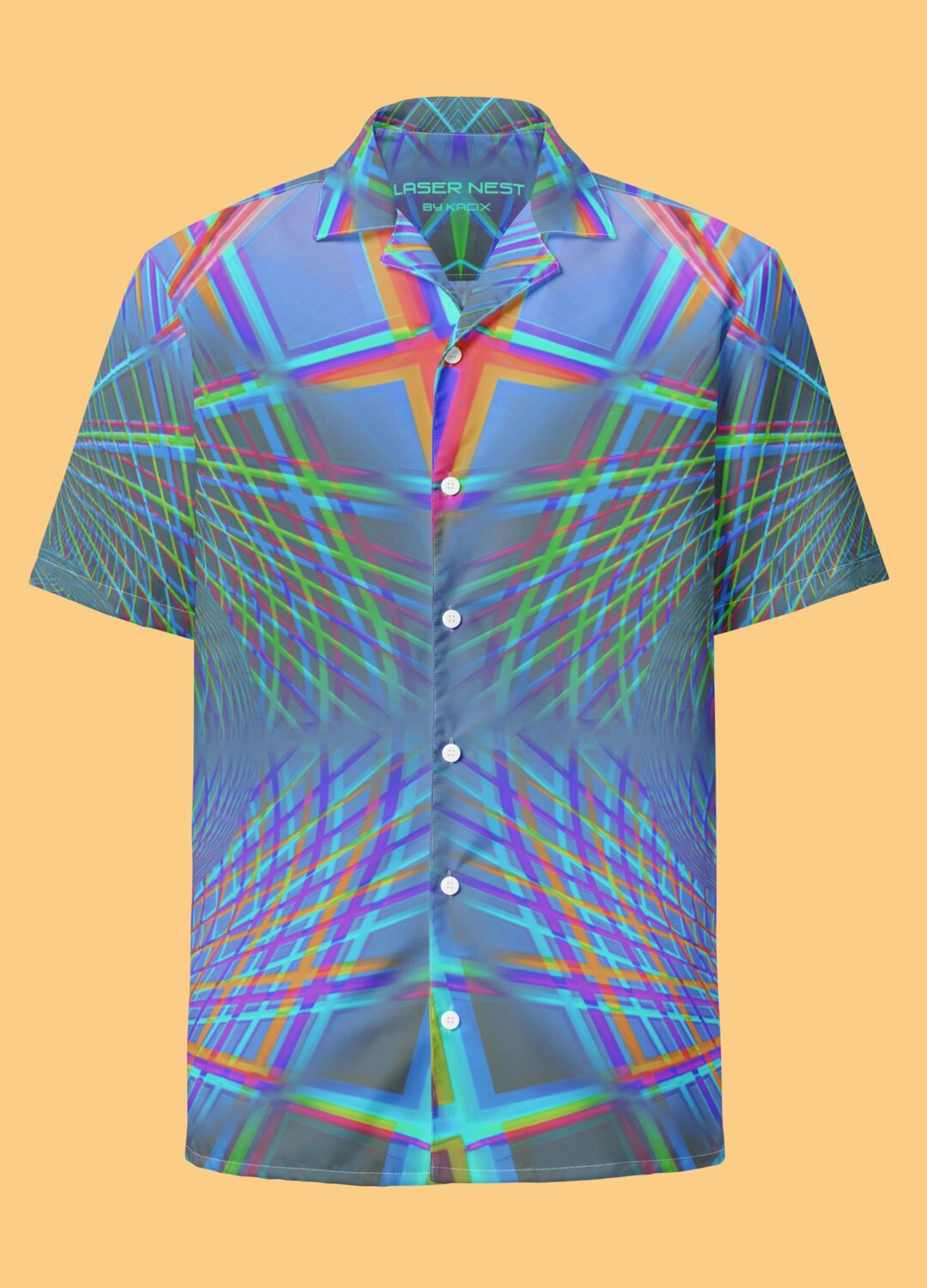 Neon Synthwave Button Down Shirt, Cyberpunk Techno Clothes, Y2K Laser ...