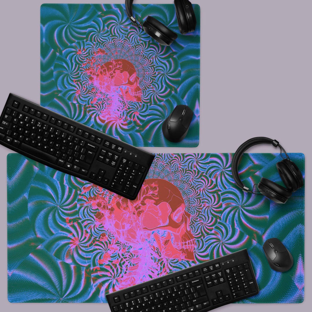 Skull Gaming Mouse Pad, Psychedelic Mouse Mat, Trippy Desk Pad, Cool ...