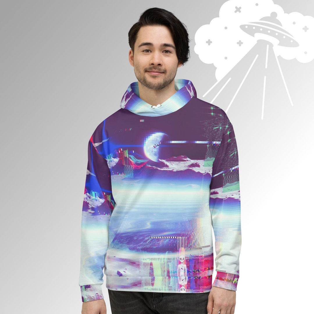 Blue Space Cyberpunk Hoodie Sci Fi Fantasy Streetwear Futuristic ...