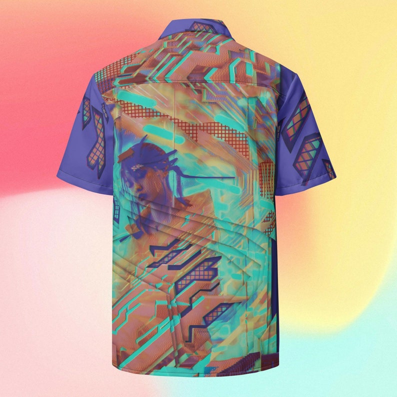 EDM Synthwave Button up Shirt, XL Bold Vaporwave Button up Shirts ...