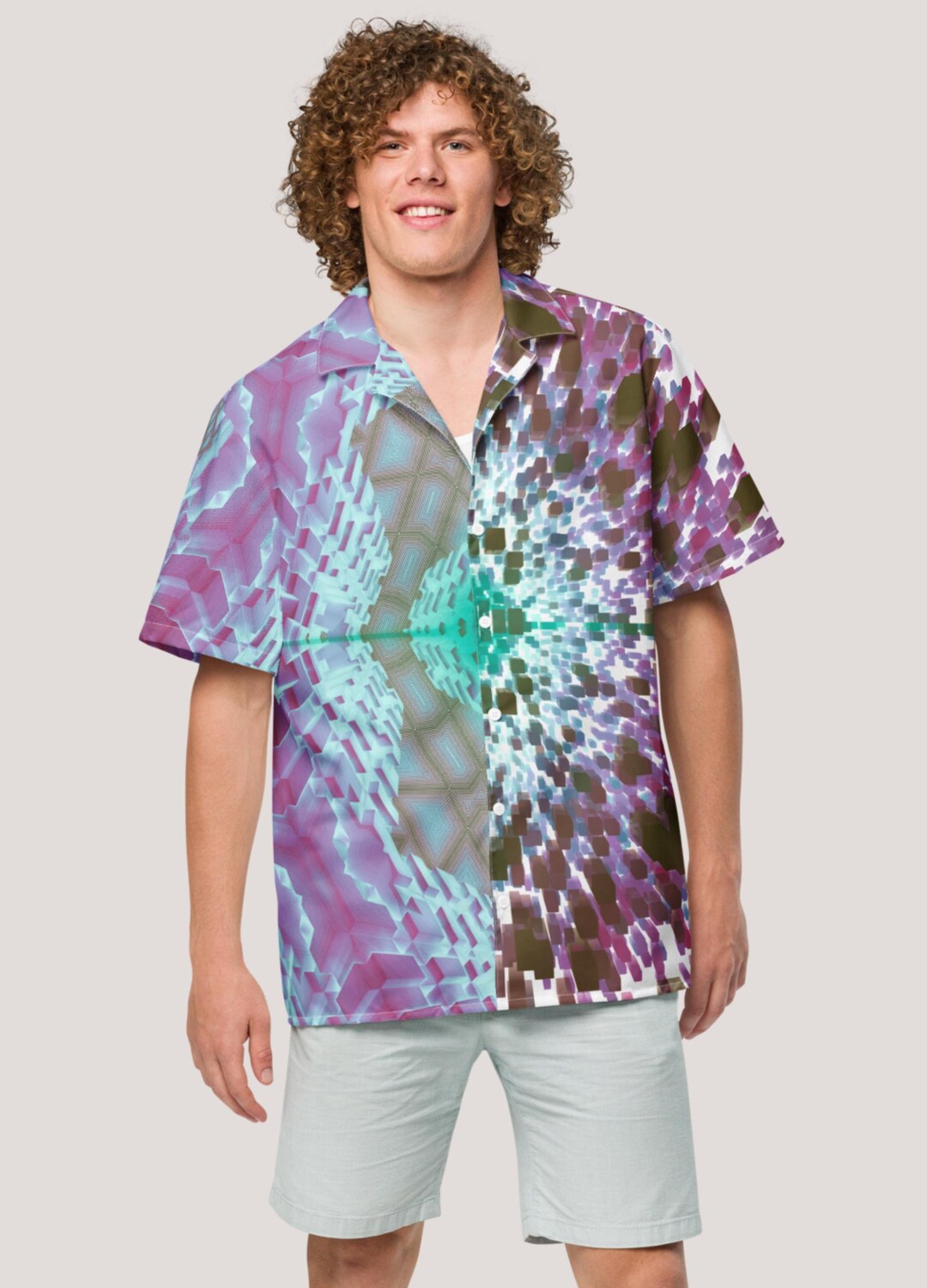 Digital Matrix EDC Button-up Shirt, Cyberpunk Techwear Festival Outfit ...