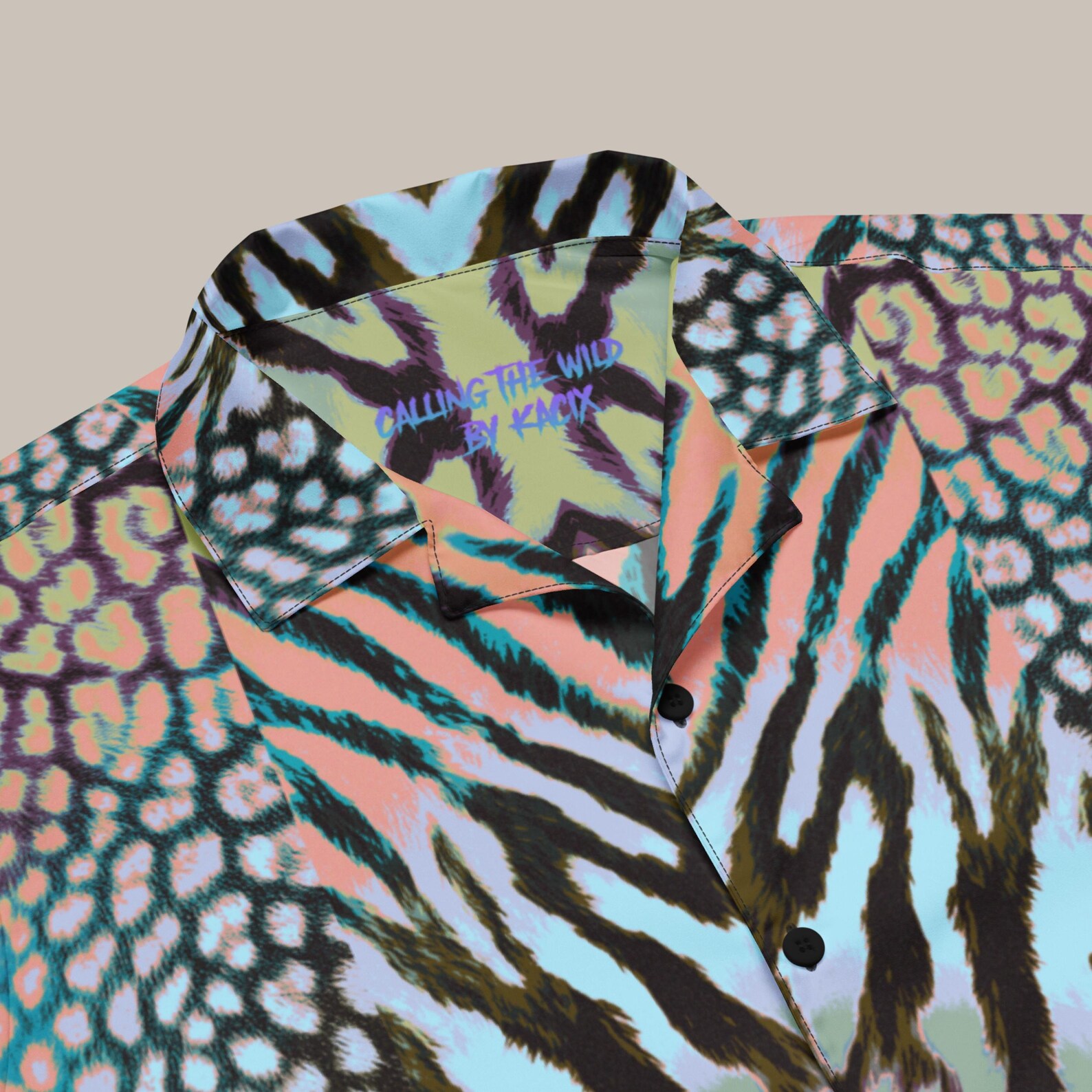 Trippy Jungle Hawaiian Shirt, Wild Animal Print Button up Shirt, Boho ...