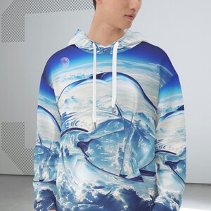 Blue Space Hoodie Gradient Futuristic Hooded Sweatshirt Space Lover ...
