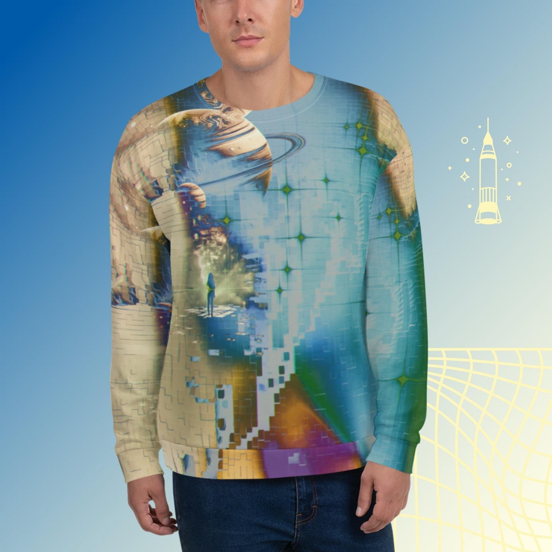 Pastel Blue Celestial Sweatshirt Space Lover Gift Tech Shirt Cyberpunk ...