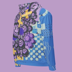 Trippy Smiley Full Zip up Hoodie Graffiti Street Art Sweatshirt Quirky ...