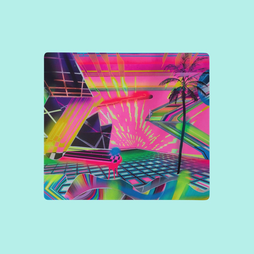 Neon Street Art Gaming Mouse Pad Gift Original Pink Graffiti Desk Mat ...