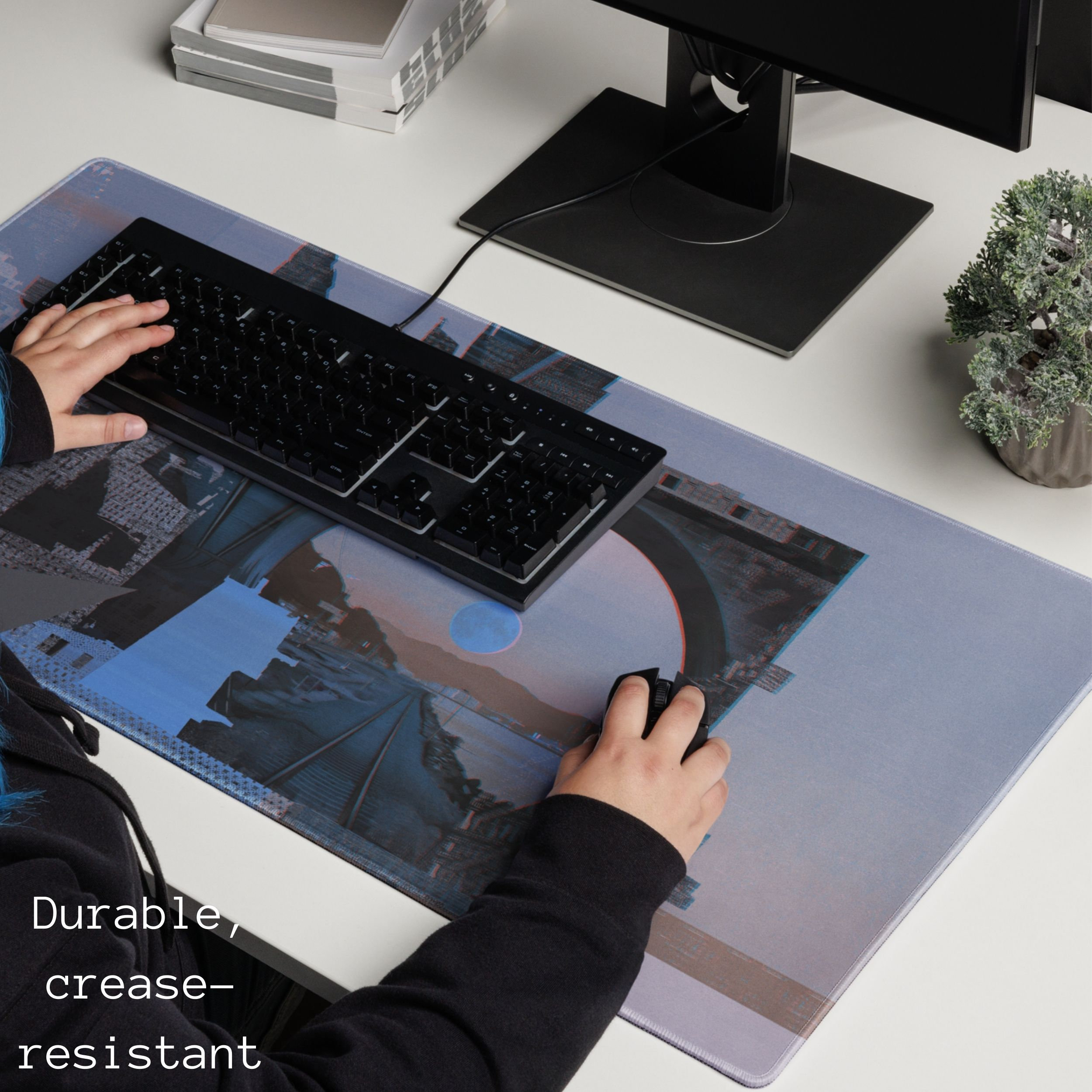 Dystopian Futurism Art Gaming Mouse Pad XXL Moon Cyberpunk Large Desk ...