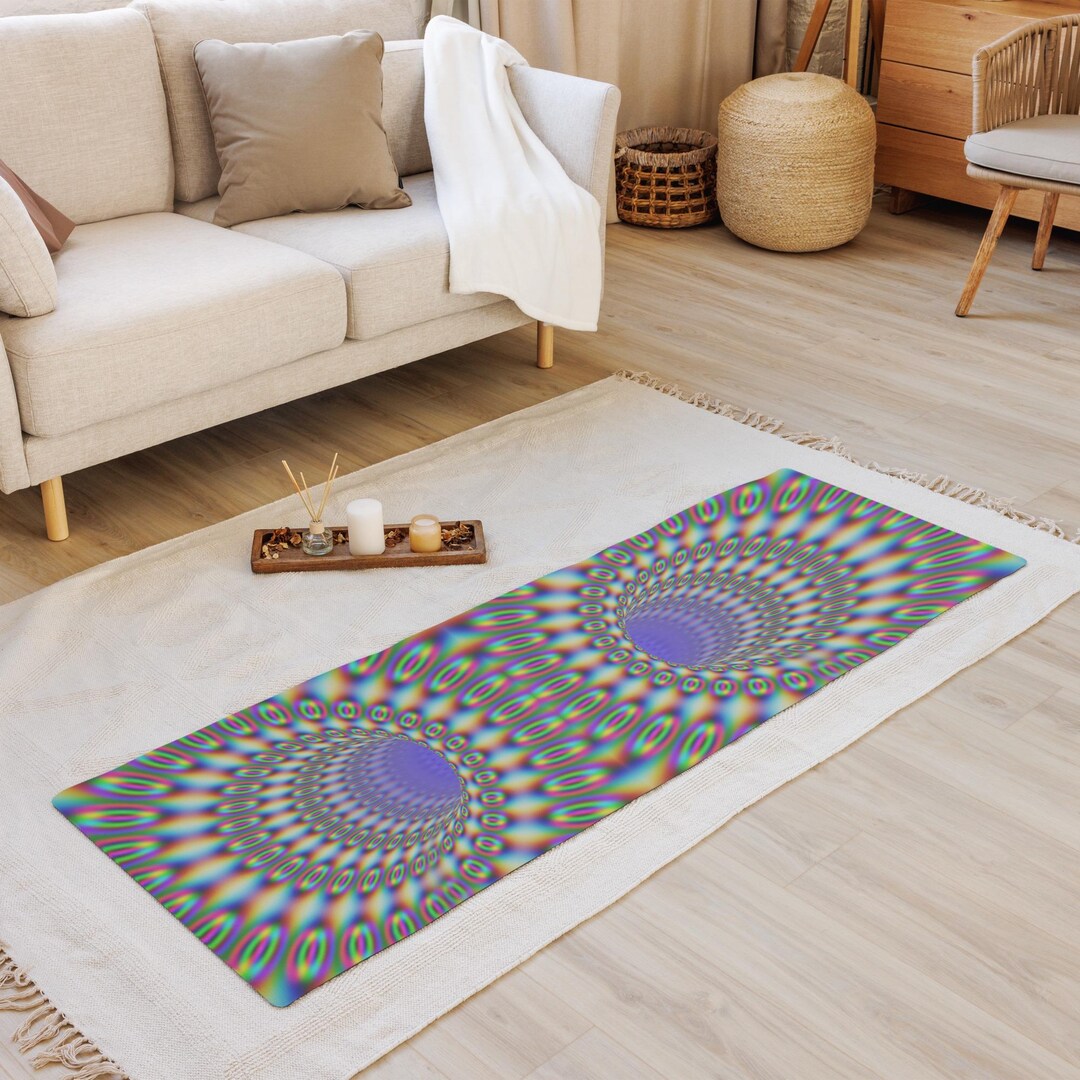 Trippy Vortex Yoga Mat, Optical Illusion Fitness Rug, Psychedelic Yoga ...