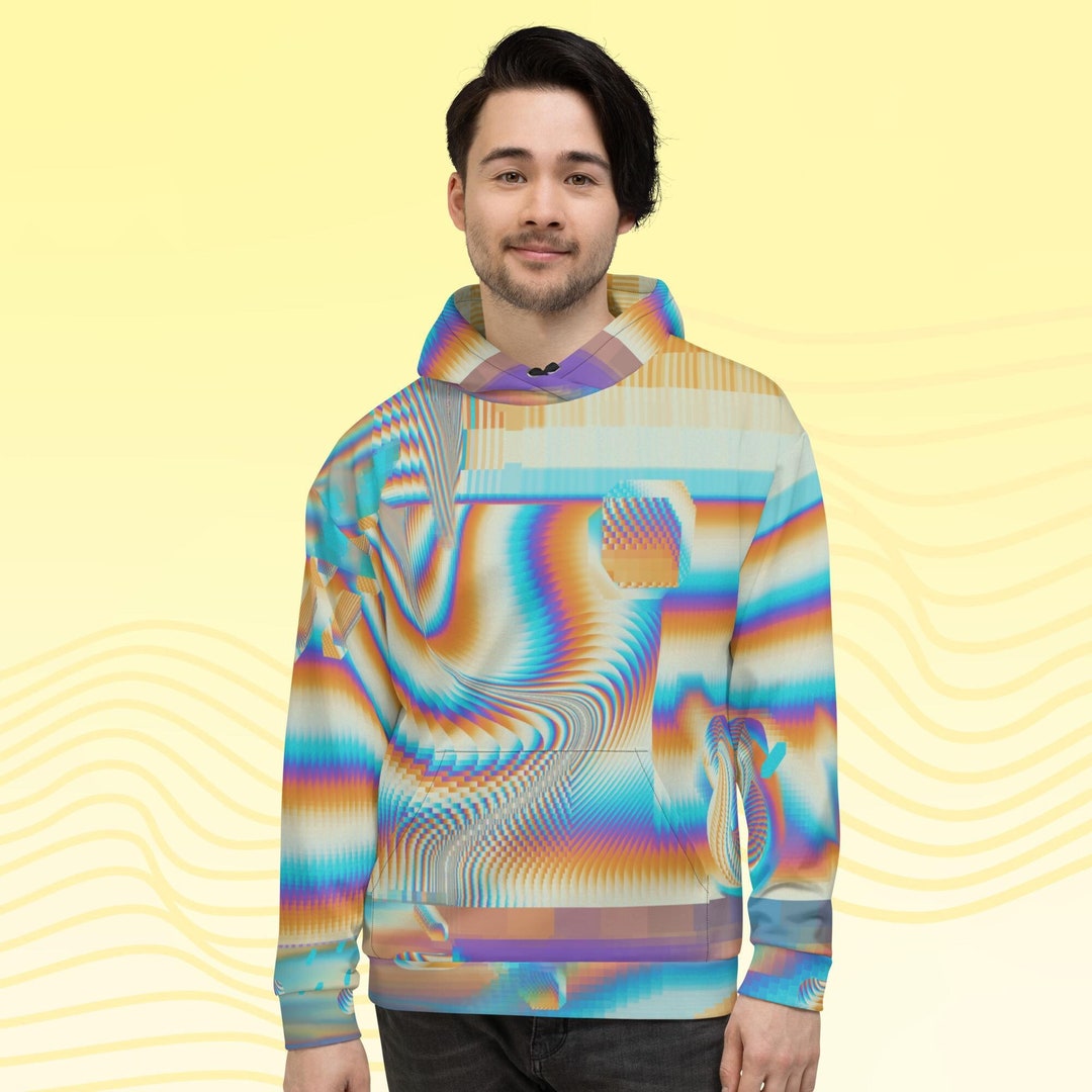 Pastel Psychedelic Hoodie Techwear Geometric Hoodie DJ Audiophile Gift ...