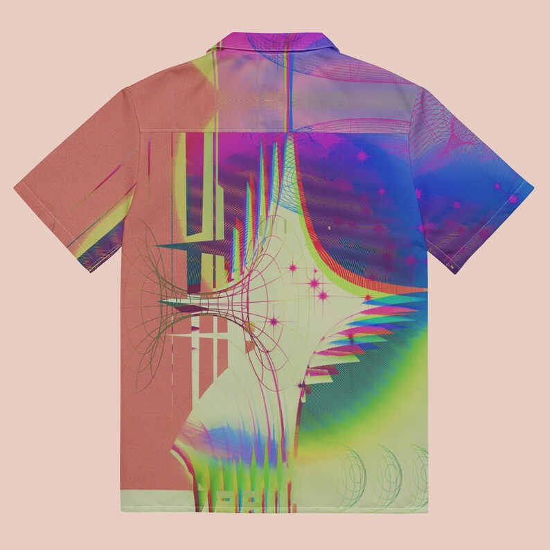 Solarpunk Techwear Button Down Shirt, Oversized Space Festival Top ...