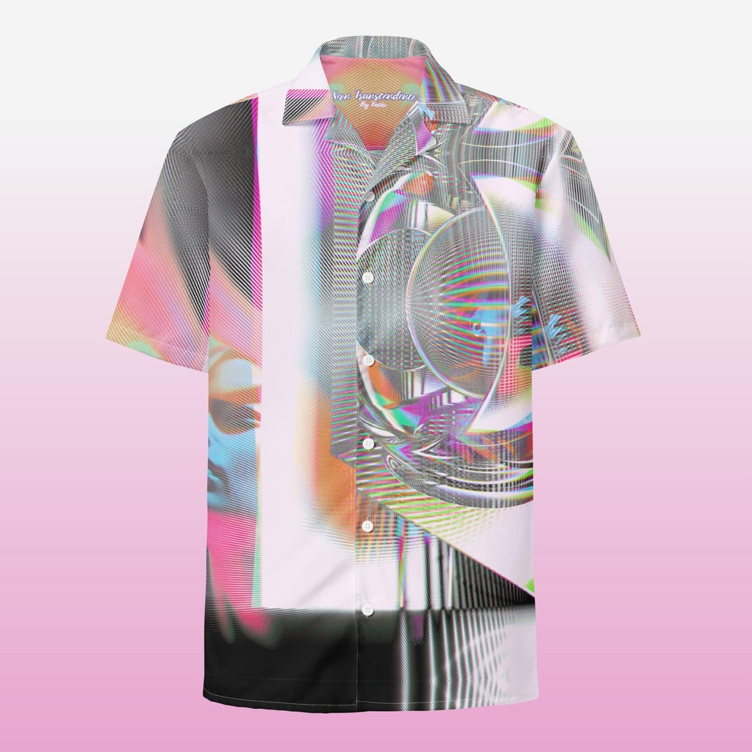 Trippy Psychedelic Button Down Shirt Cyber Techno Rave Shirt Button up ...
