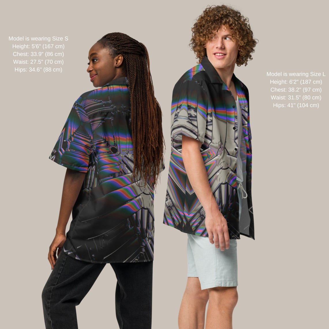 Cyberpunk Techwear Button up Shirt, Dark Holographic Button Down Shirt ...