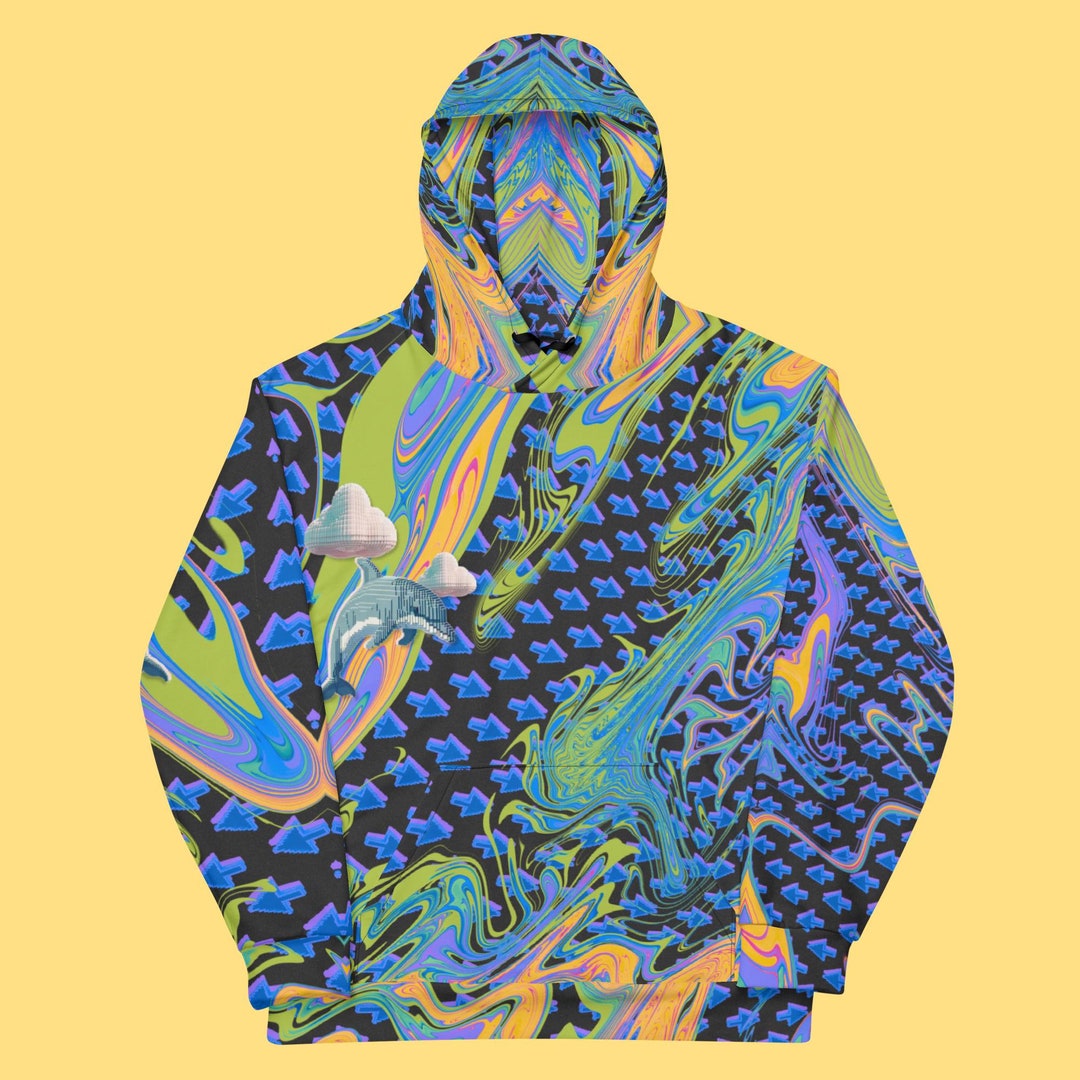Retro Gamer Hoodie 90s Pixel Dolphin Sweatshirt Plus Size Vaporwave ...