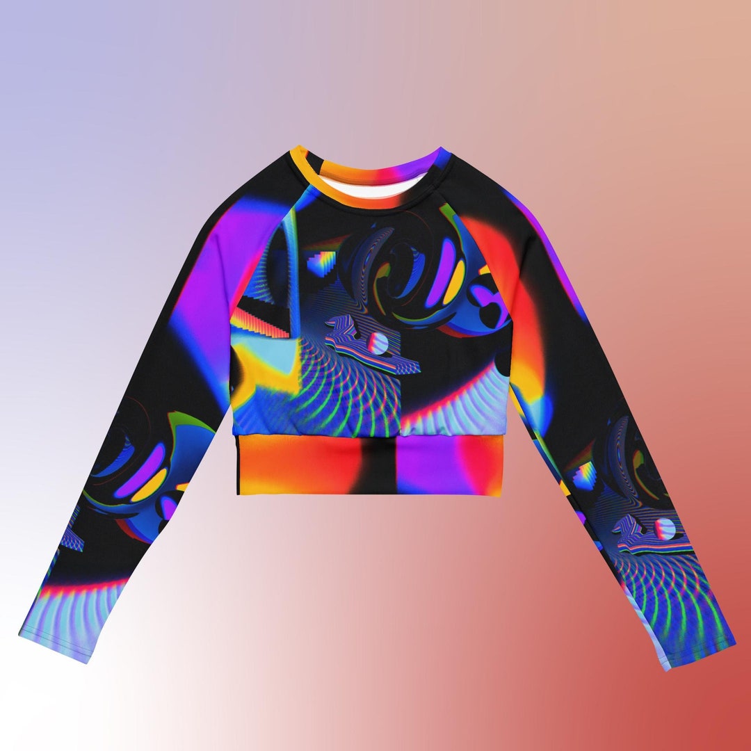 Psychedelic Rave Women's Crop Top Sexy Activewear Surf Shirt Long ...