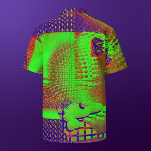 Neon RGB Techwear Button up Shirt Oversized Bold Geometric Retro ...