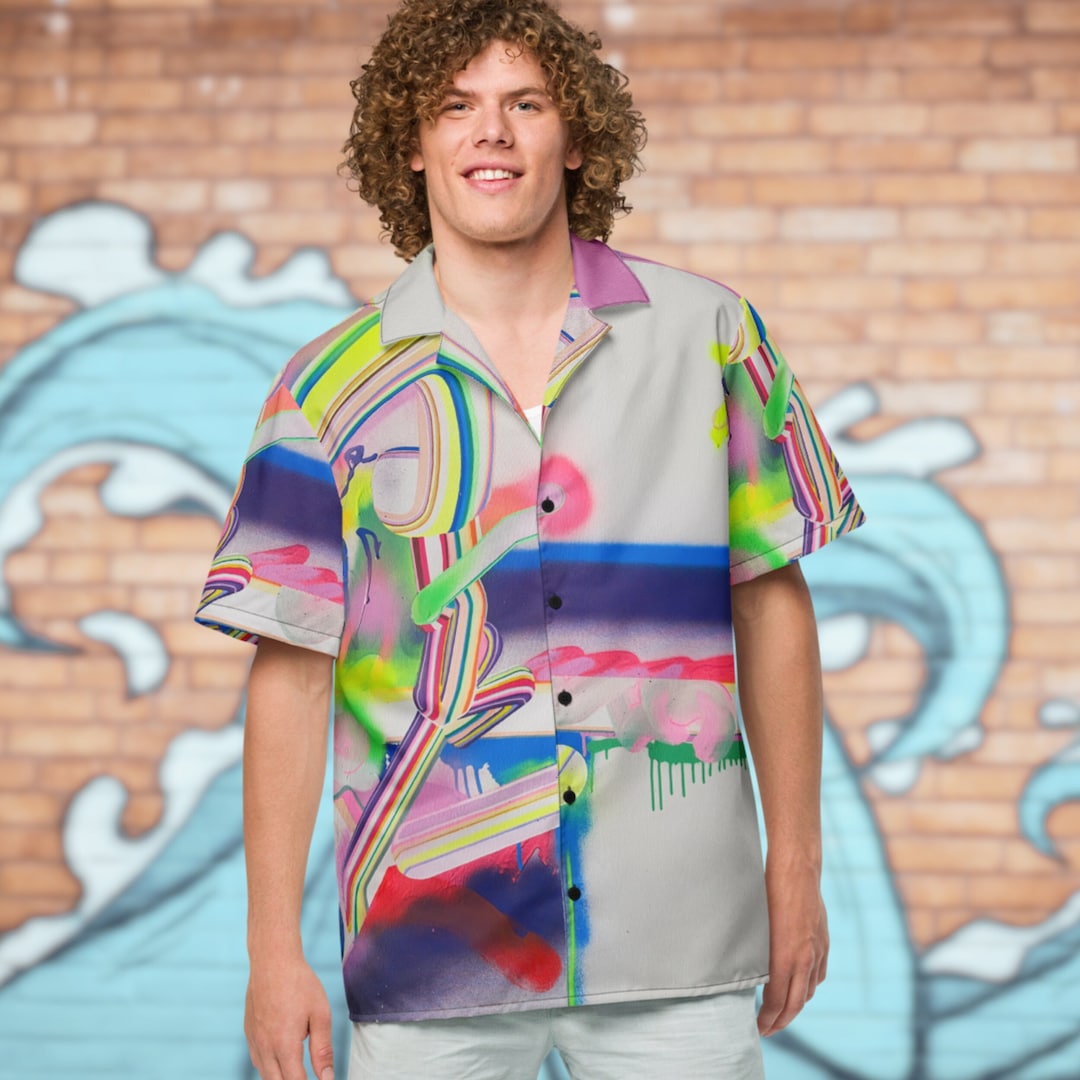 Funky Hawaiian Shirt Street Art Button Down Shirt Abstract All Over ...