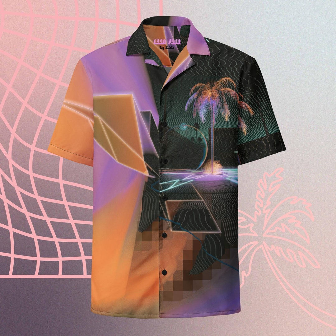 Vaporwave Shirt Funky Button Down Shirt Short Sleeve Hawaiian Shirt ...