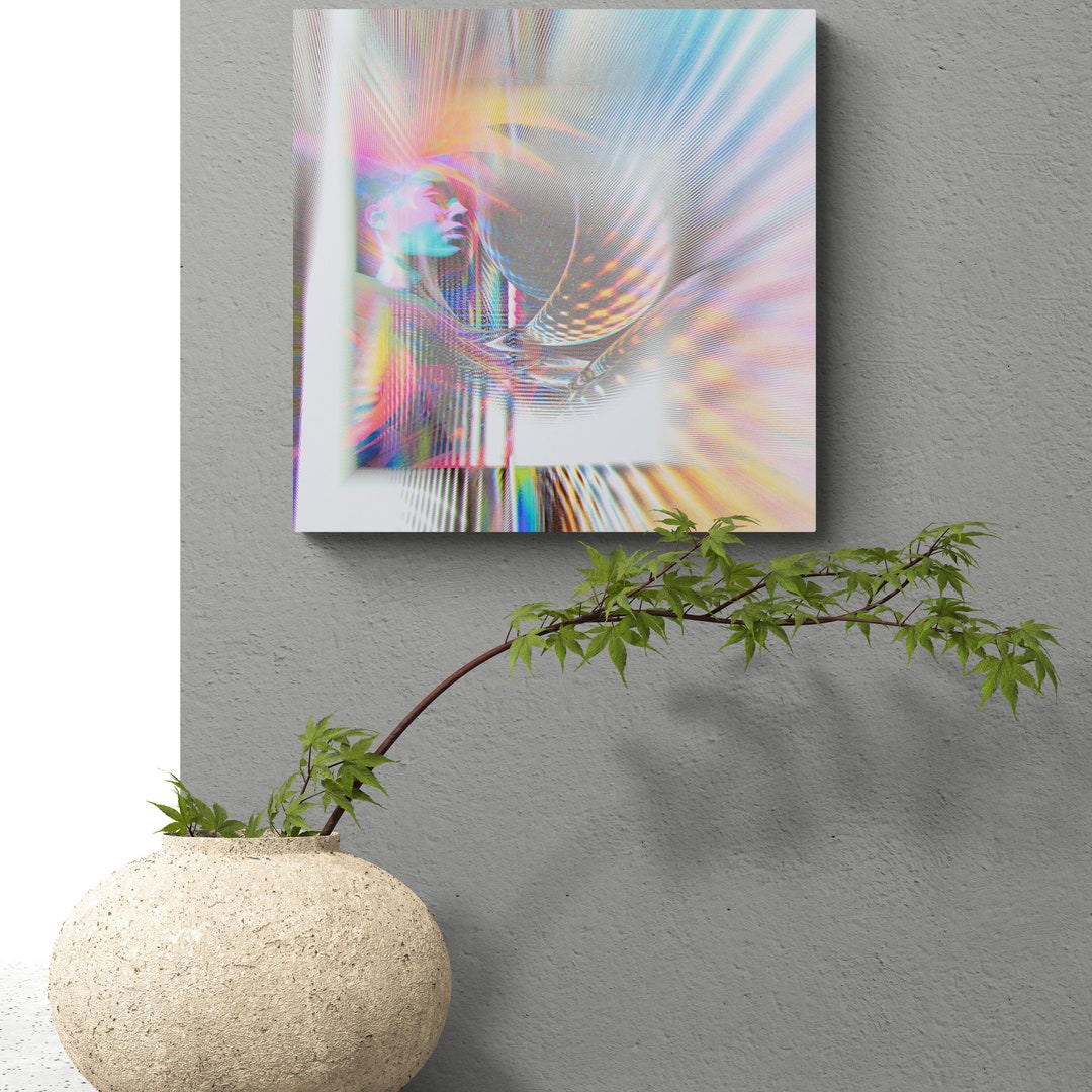 Solarpunk Surreal Wall Art, Pastel Abstract Geometric Art Print ...