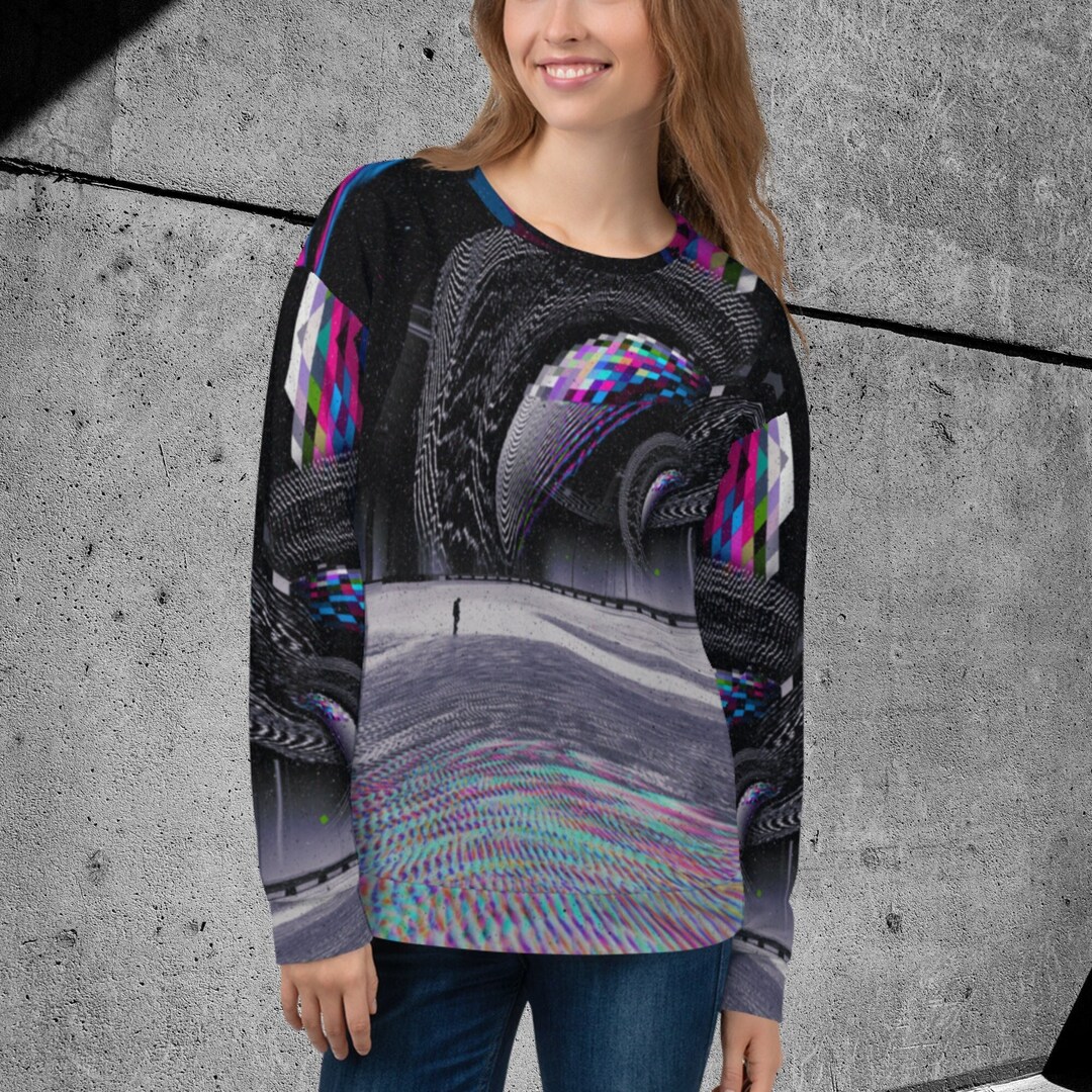 Cyber Vaporwave EDM Trippy Shirt, Gamer Space Crewneck All Over Print ...
