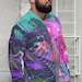 Retro Pixel Art Bomber Jacket Neon Printed Rave Jacket Urban Streetwear ...