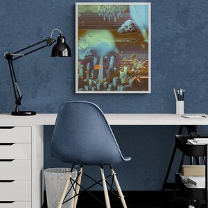 Retro Game Arcade Poster Nostalgia Cyber Sepia Wall Art Glitch Pixel ...