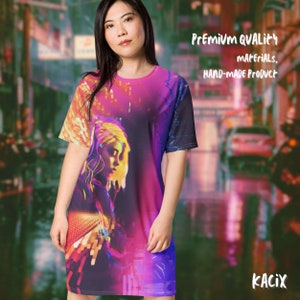 Neon Loose Fit Tshirt Dress Oversized Rave Party Dress Hip Hop Beach ...