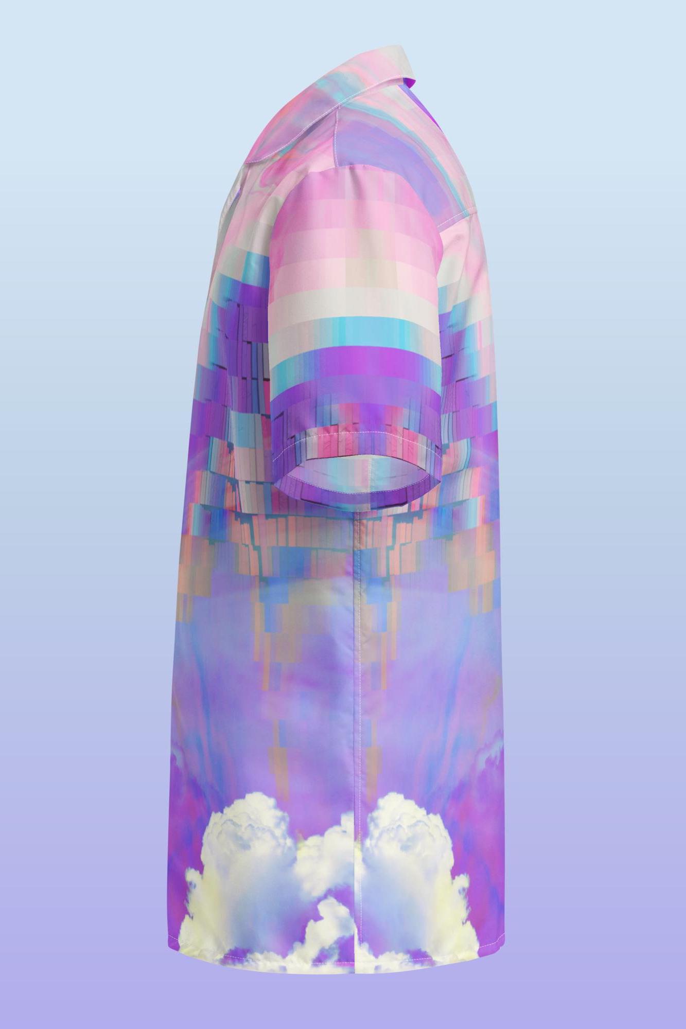 Dreamy Frutiger Aero Hawaiian Shirt, Trippy Clouds Button Down Shirt ...
