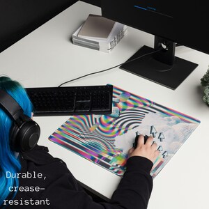 Rainbow Glitch Art Gaming Mouse Pad Gift Hypnotic Gaming Setup Creative ...