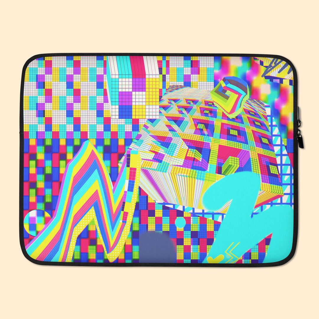 Colorful Pixel Art Laptop Sleeve Gift Retro Geometric Laptop Cover ...