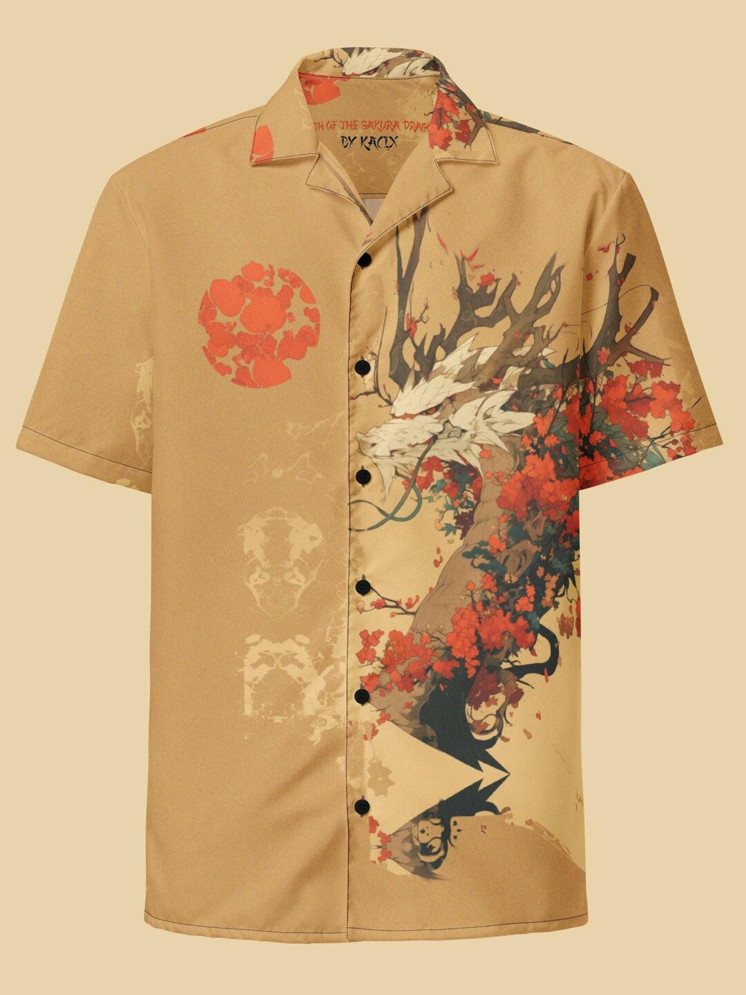 Sakura Dragon Button up Shirt Japanese Anime Shirt Button up Oversized ...