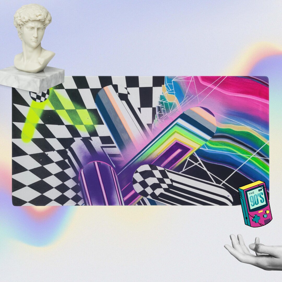 Cyber Y2K Deskmat, Retro Art Deskmat, Large Purple Mouse Pad - Etsy
