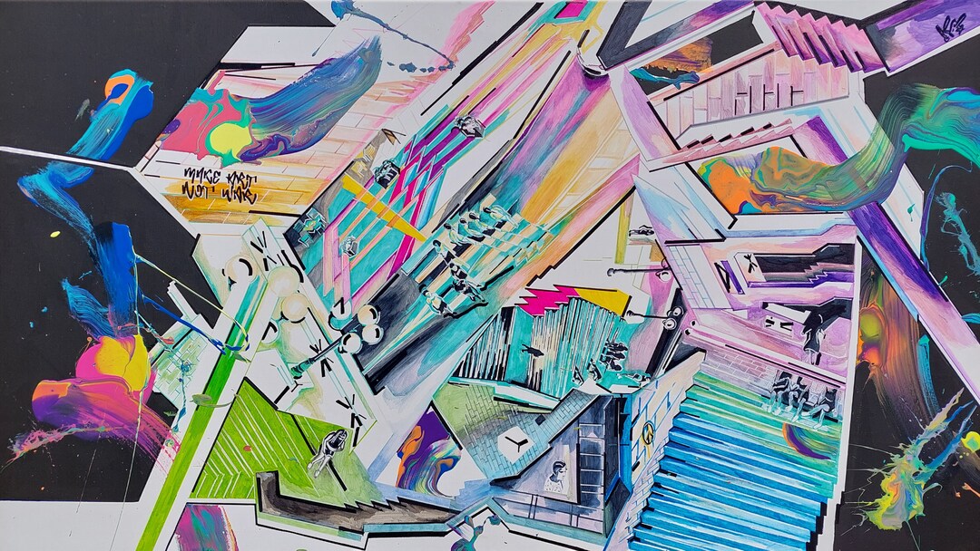 Funky Street Art Acrylic Painting on Canvas Popsurreal Contemporary ...