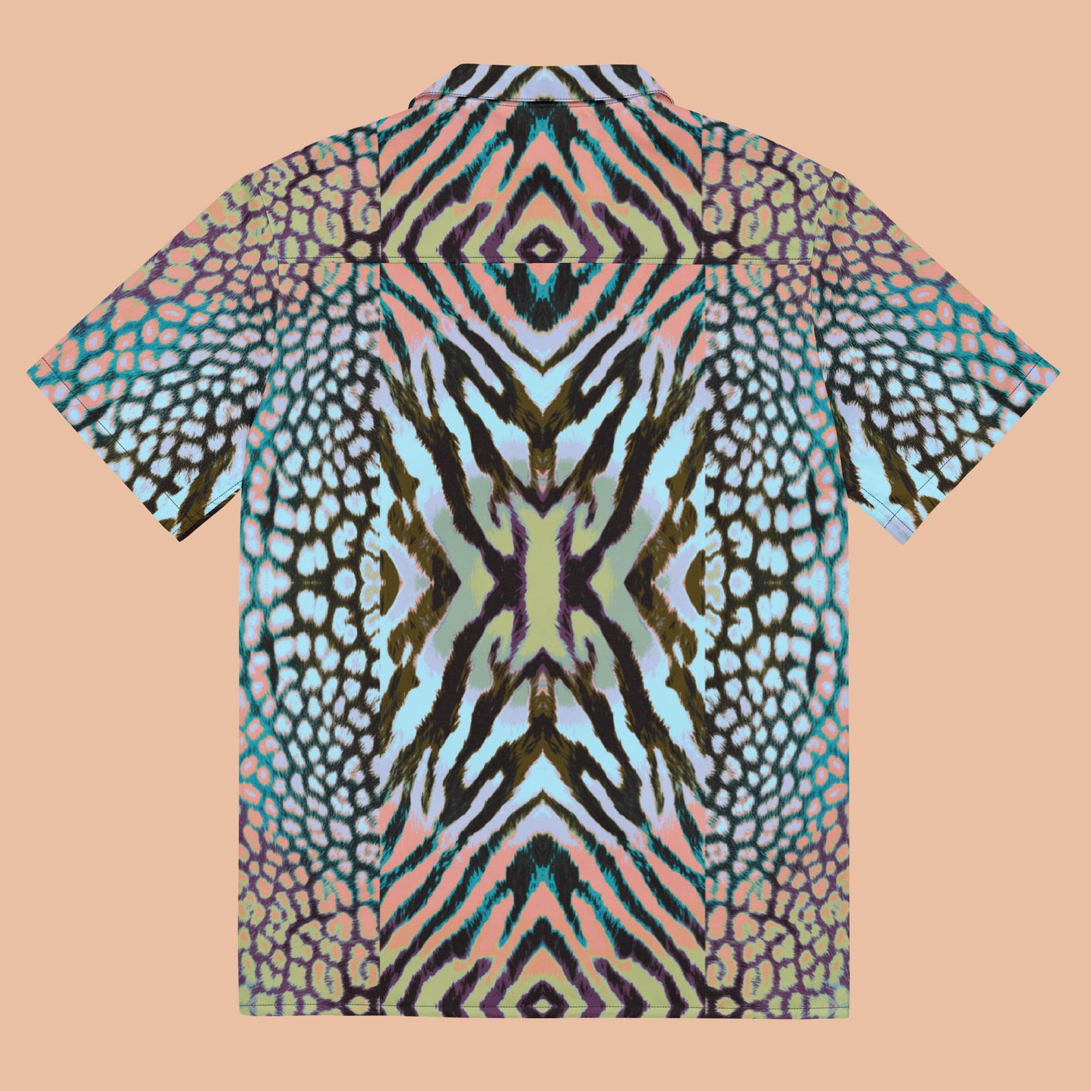 Trippy Jungle Hawaiian Shirt, Wild Animal Print Button up Shirt, Boho ...