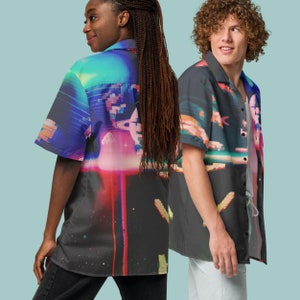 Arcade Pixel Art Button Down Shirt Gift for Gamer Space Hawaiian Shirt ...